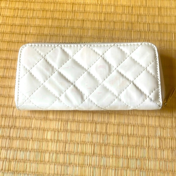 Bags | Quilted Shiny White Long Wallet | Poshmark